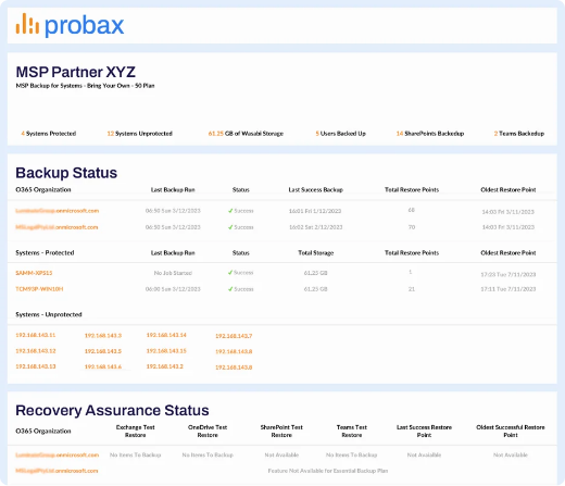 MSP Backup for Microsoft 365 | Office 365 Backup | Probax